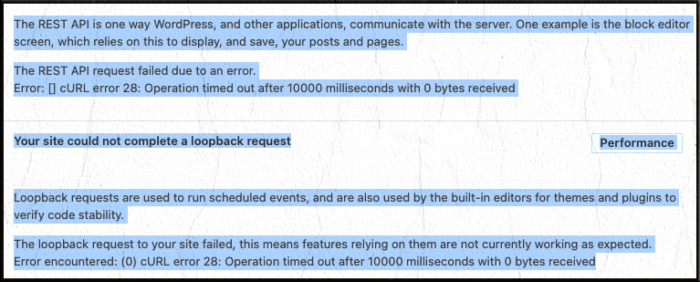 How to fix The REST API request failed due to an error